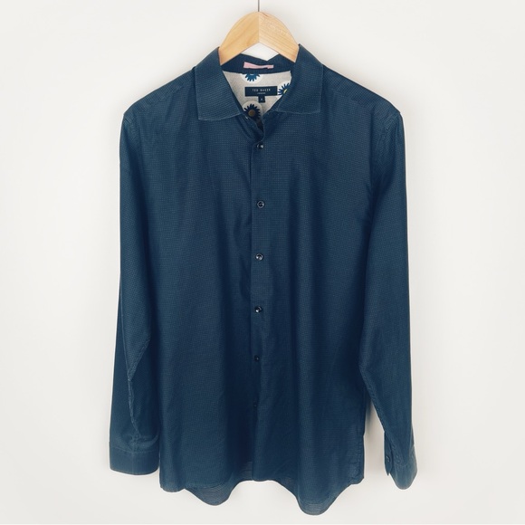 Ted Baker London | Shirts | Ted Baker Button Down Dress Shirt Navy With ...